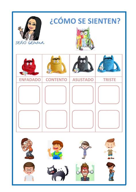 Ficha Interactiva De Las Emociones Para Preprimaria Puedes Hacer Los