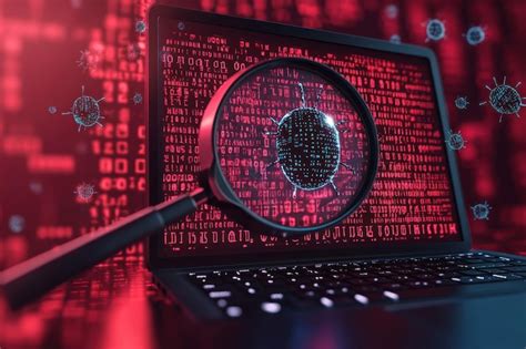 Lúpula Analizando El Virus Informático A Través De La Pantalla De La