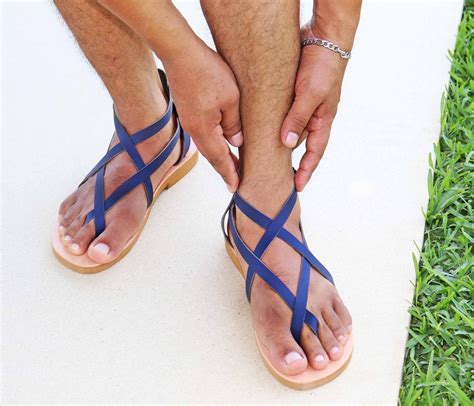Gladiator Men Leather Sandals Gay Strappy Sandals Second Toe Etsy