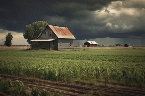 premium ai image dark storm clouds gathering above farmland