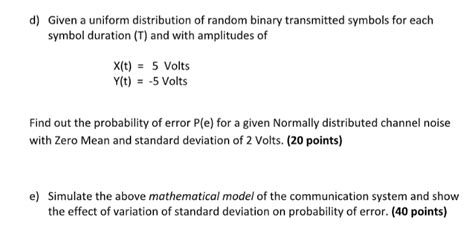 Solved D Given A Uniform Distribution Of Random Binary