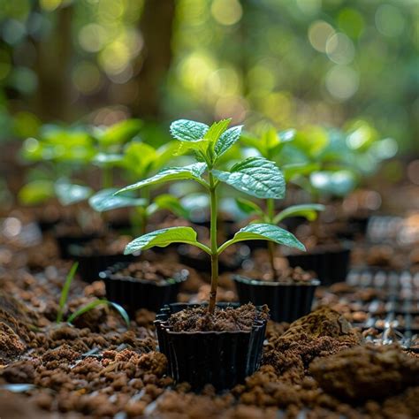 Agroforestry Seedling Reforestation Background Premium Ai Generated Image