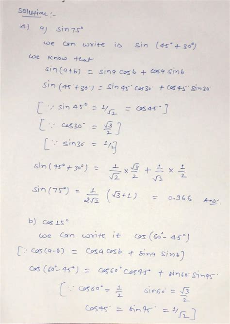[solved] 4 Determine The Exact Value Of Each Trigonometric Ratio 5 Tt