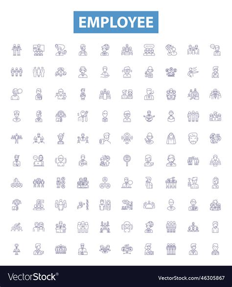 Employee Line Icons Signs Set Worker Staff Vector Image