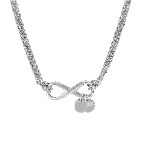 Sterling Silver Engravable Infinity Necklace Shane Co