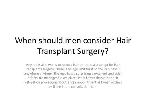 Ppt When Should Men Consider Hair Transplant Surgery Powerpoint