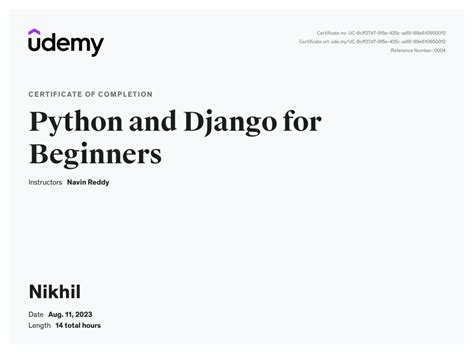 Udemy Course Completion Certificate Venkata Sai Nikhil Suddapalli