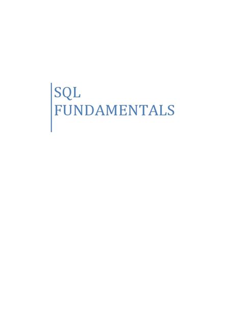 Sql Fundamentals Pdf Table Database Sql