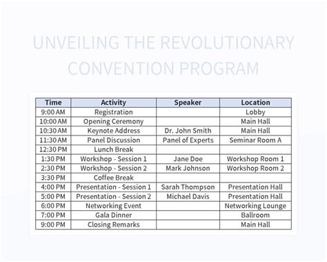 Unveiling The Revolutionary Convention Program Excel Template And Google Sheets File For Free
