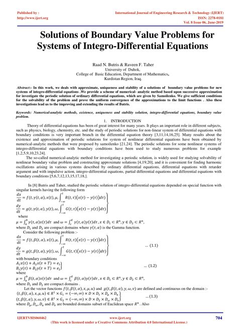 pdf solutions of boundary value problems for systems of integro