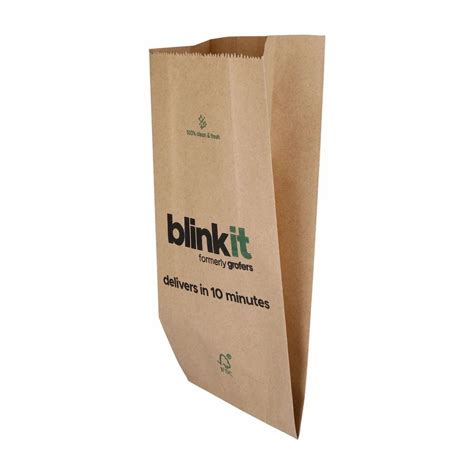 Brown Matte Blinkit Printed Paper Pouch For Grocery Capacity 1 Kg At
