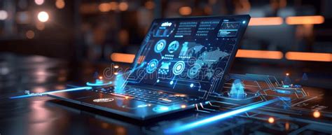 Innovative Technology Concept With Holographic Data Visualization Stock