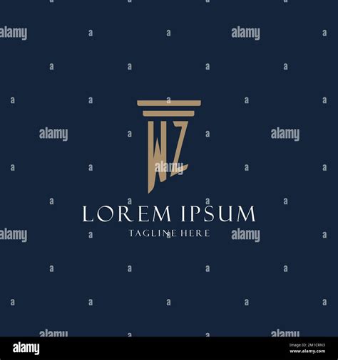 WZ Initial Monogram Logo For Law Office Lawyer Advocate With Pillar