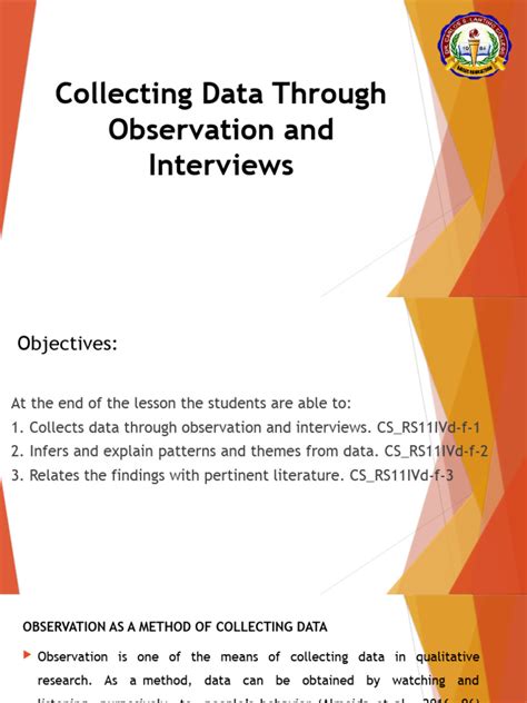 Week 9 Collecting Data Through Observation And Interviews Pdf
