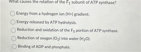 Solved What Causes The Rotation Of The F1 ﻿subunit Of Atp