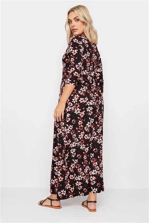 Yours Plus Size Black Floral Print Maxi Wrap Dress Yours Clothing