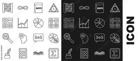 Set Line Geometric Figure Square Equation Solution Root Triangle Math Sigma Symbol Feather
