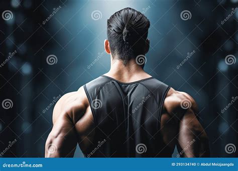 Close Up Reveals The Muscular Back Of A Strong Fit Man Stock