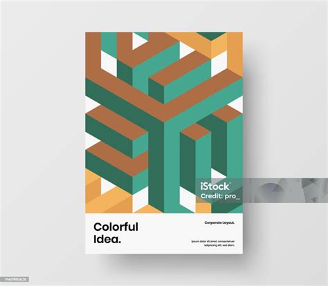 Template Brosur Ubin Mosaik Cerah Tata Letak Vektor Desain Sampul
