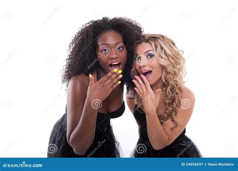Two Women In Black Dresses Stock Image Image Of Isolated 24556597