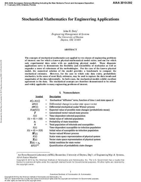 Pdf Stochastical Mathematics For Engineering Applications