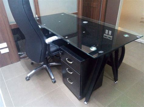 L Shape Glass Top Executive Table Furniture And Home Living Office