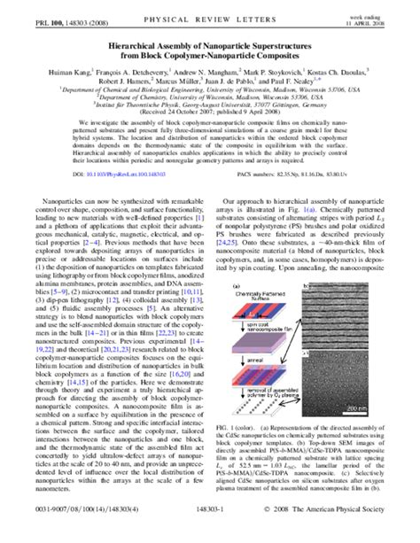 Pdf Hierarchical Assembly Of Nanoparticle Superstructures From Block