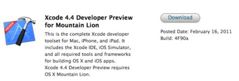 Rilasciato Anche Xcode 4 4 Developer Preview Per Mountain Lion