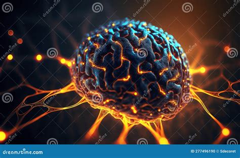 Glowing Brain Background with Neural Links Network. Illustration Representing Artificial ...
