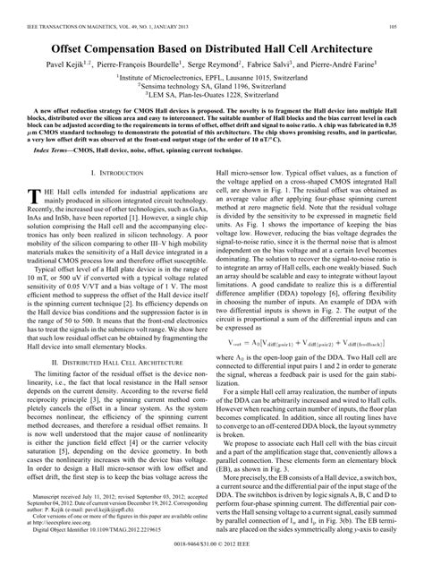 Pdf Offset Compensation Based On Distributed Hall Cell Architecture