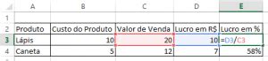 Como Calcular Porcentagem De Lucro No Excel Blog Do Gustavo