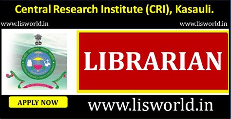 Recruitment For Librarian Post At Central Research Institute Cri