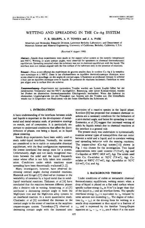Pdf Wetting And Spreading In The Cuag System Dokumentips