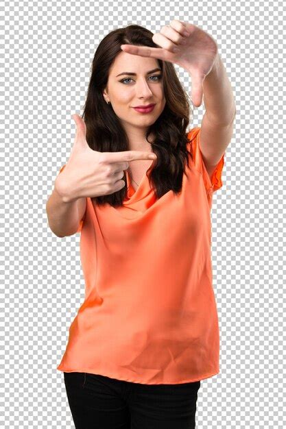 Premium Psd Beautiful Young Girl Focusing With Her Fingers