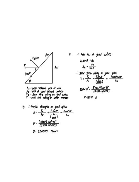 Engr 200 Unit 12 Notes A I Areaao Of Glued Surface R Psino Aosino Ao