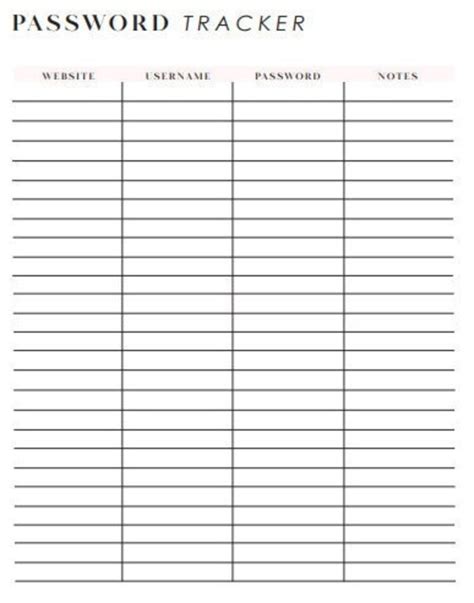 Password Tracker Template Etsy