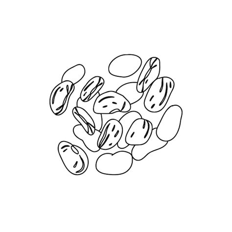 Ilustración de un puñado de frijoles rojos sobre un fondo blanco en estilo de arte lineal