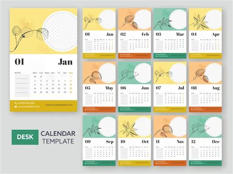 Дизайн шаблона календаря Бесплатный вектор