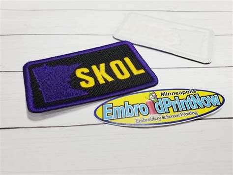 Mn Skol Embroidery 3 X 2 Black Purple Iron On Patch Embroid Print Now