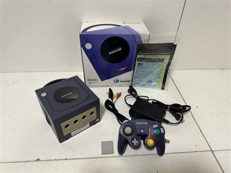 【やや傷や汚れあり】【希少 箱付き】【任天堂 ゲームキューブ 本体 メモリーカード コントローラー アダプタ ケーブル Gc バイオレット