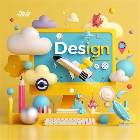 Dynamic Software Illustration On Vibrant Yellow Background Premium Ai Generated Image