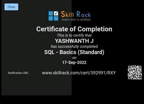 Yashwanth J On Linkedin Sql Standard In Skill Rack