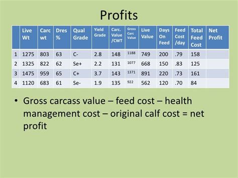 Beef Pricing Grid