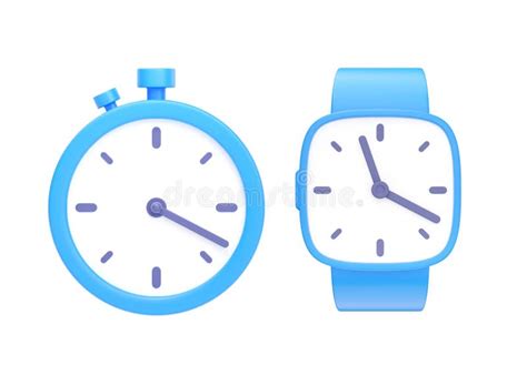 Clock 3d Render Icon Set Simple Alarm Timer Concept Red Retro Style