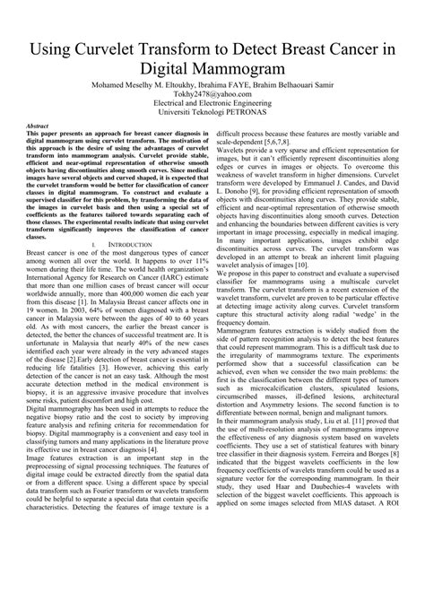 pdf using curvelet transform to detect breast cancer in digital mammogram