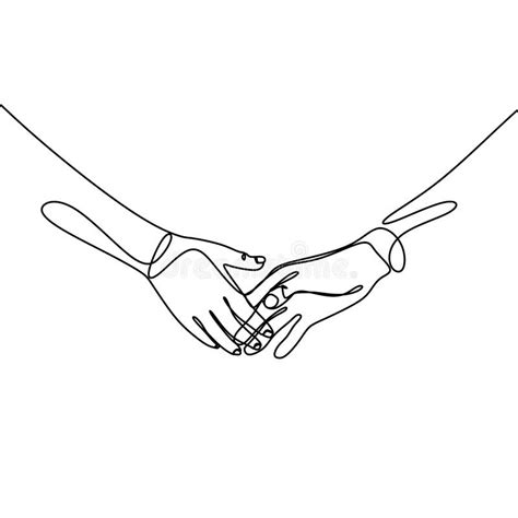 Continuous Line Drawings Of Hands Holding Together Stock Vector
