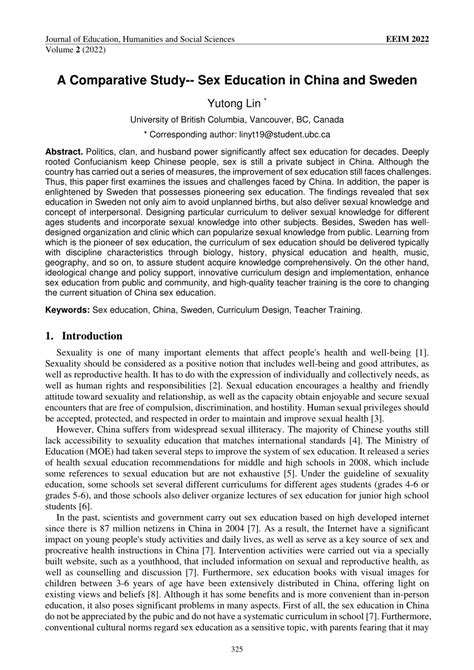 Pdf A Comparative Study Sex Education In China And Sweden