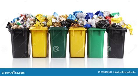 Garbage Bins Overflowing With Trash Cut Out Stock Illustration