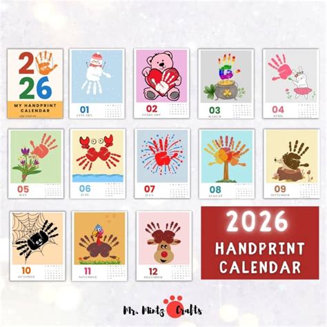2026 Handprint Calendar Craft Keepsake Activity For Preschool And