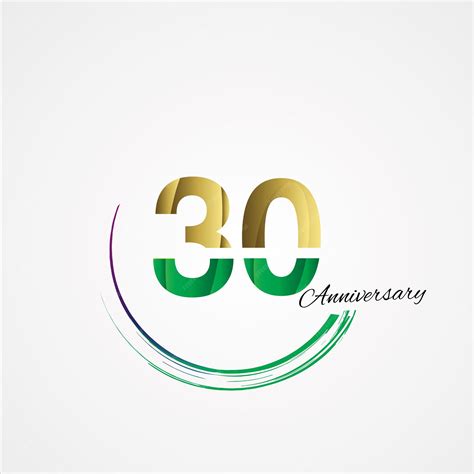 30 주년 기념 골드 그린 컬러 벡터 템플릿 디자인 일러스트 레이션 프리미엄 벡터